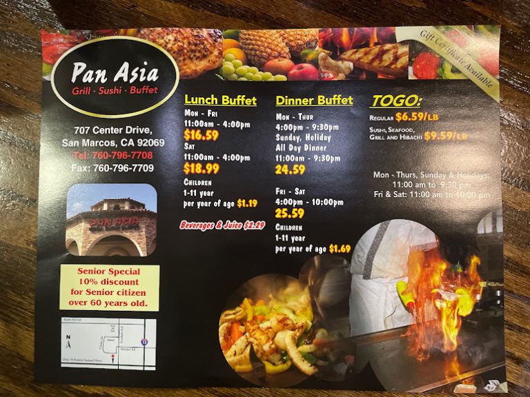 Pan Asia Buffet Menu (update July 2025)